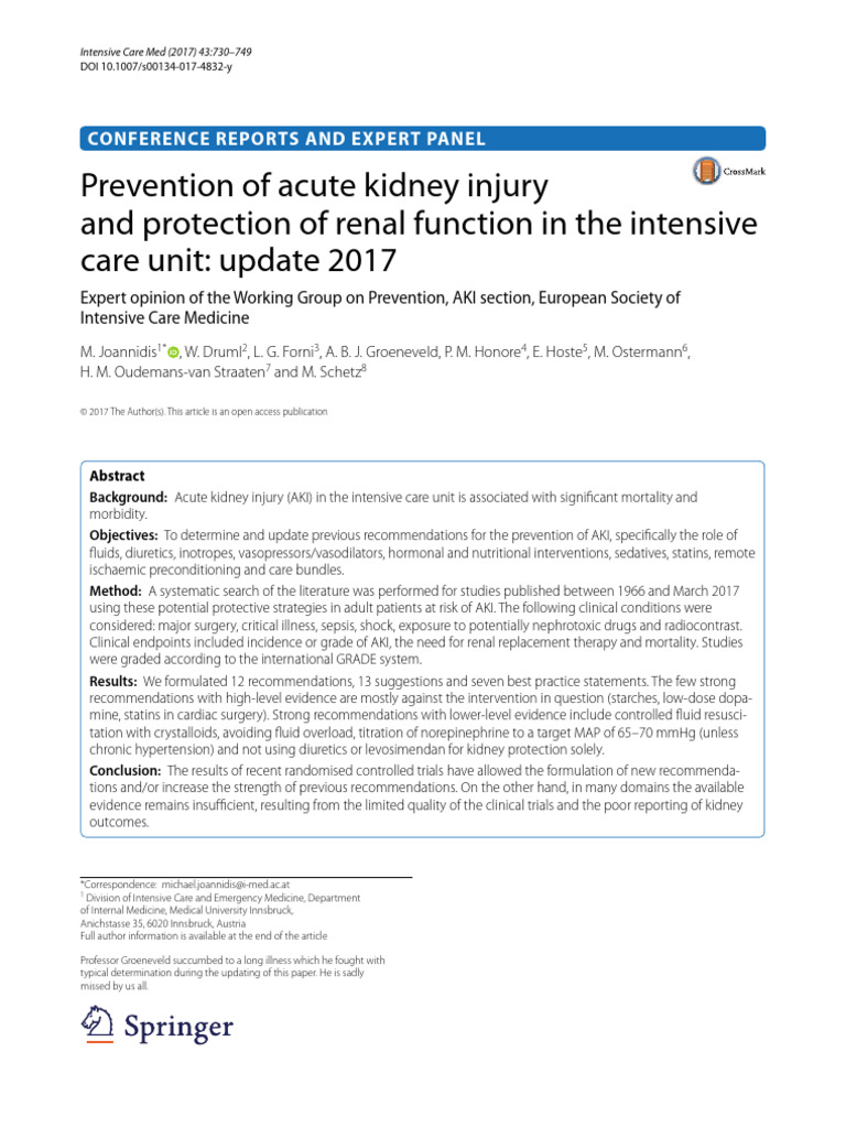And Protection of Renal Function in The Intensive Care Unit - Update ...