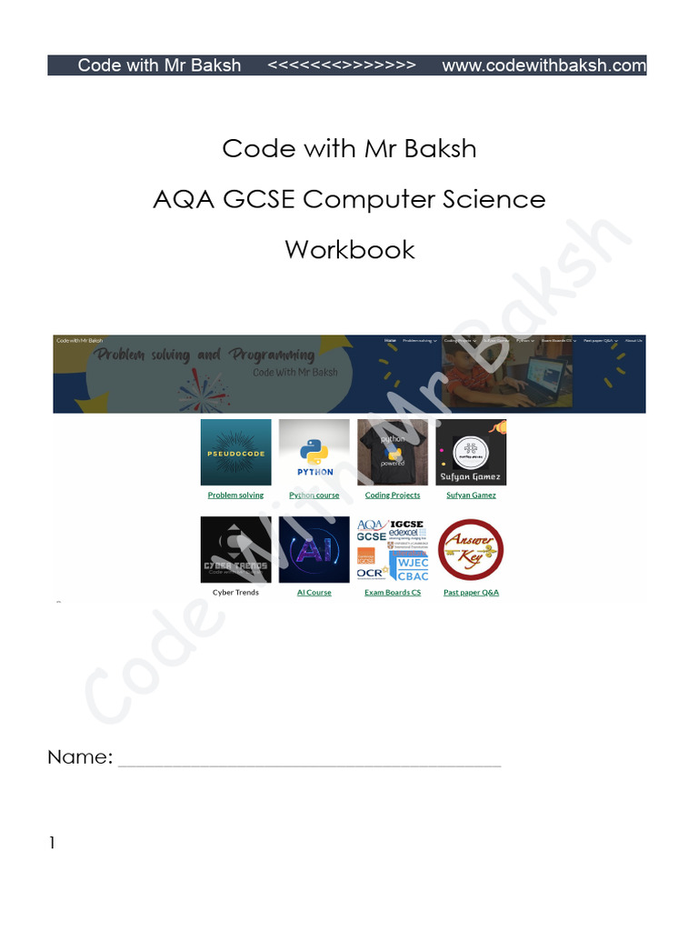 GCSE Computer Science Workbook | PDF | Computer Data Storage | Data Compression