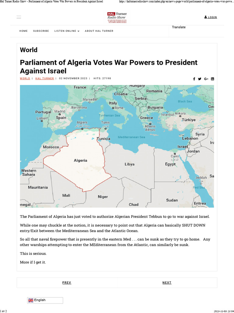 Hal Turner Radio Show - Parliament of Algeria Votes War Powers To ...