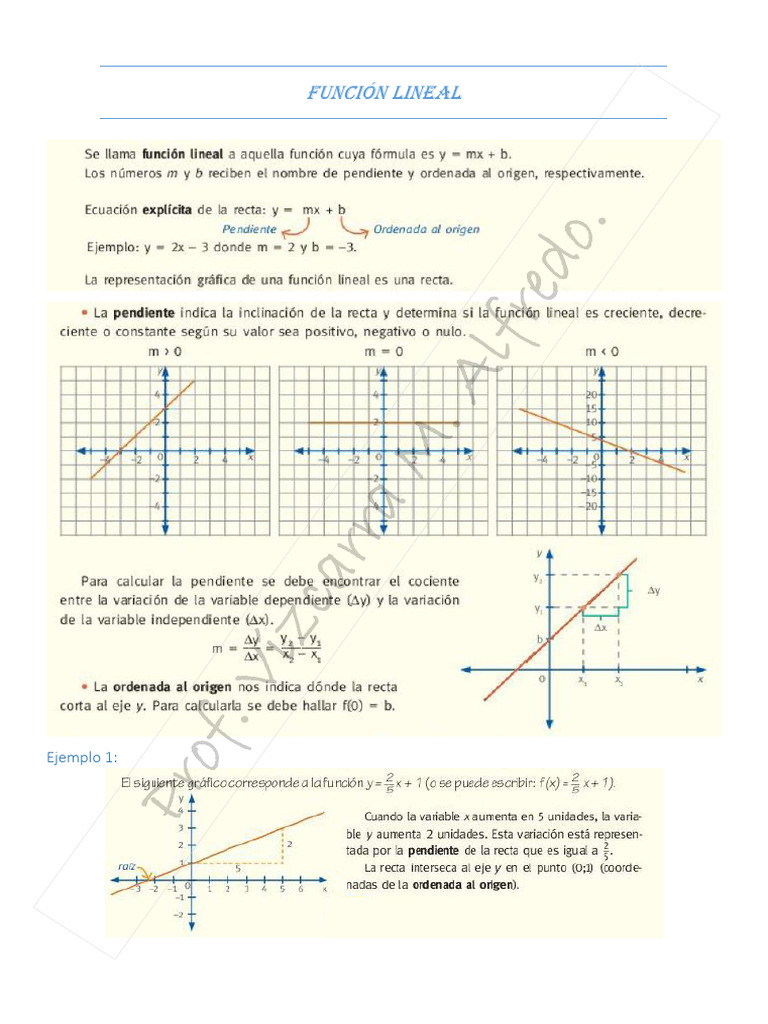 Función Lineal | Descargar gratis PDF | Función (Matemáticas) | Línea (geometría)