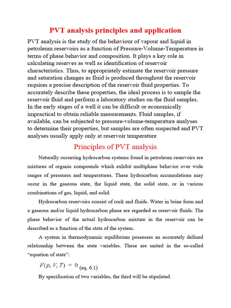PVT Analysis Principles and Application | PDF | Phase (Matter ...