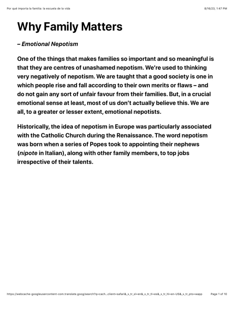 Why Family Matters | PDF