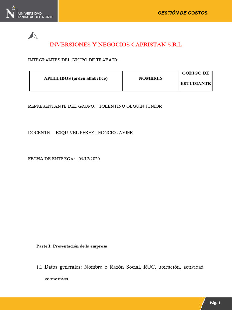 Gestión de Costos en Capri'S Bull | PDF