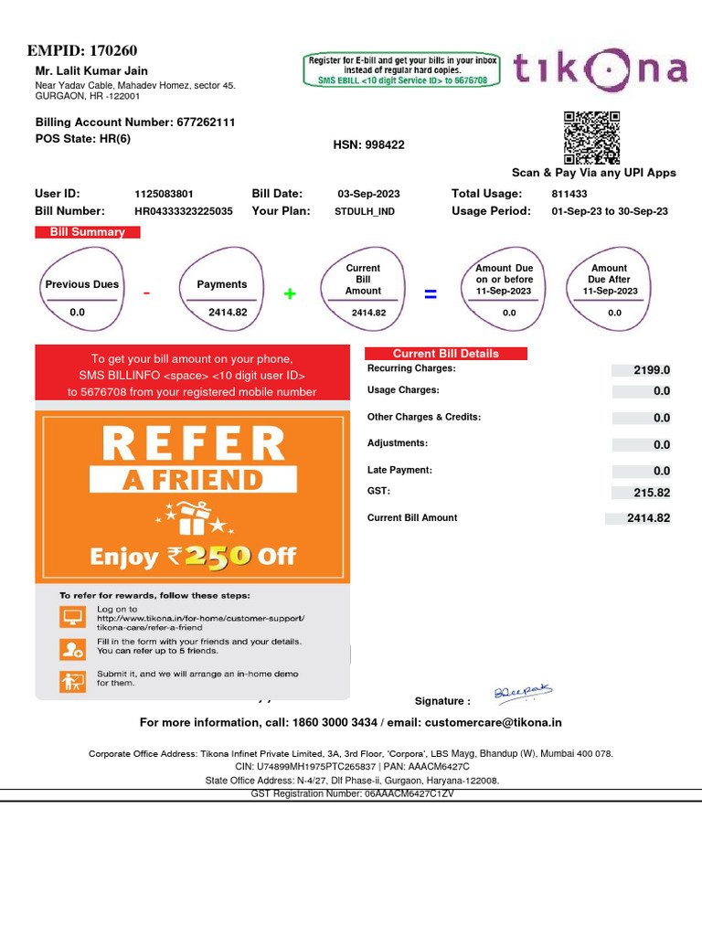 Tikona Sep 2023 | Download Free PDF | Cheque | Payments