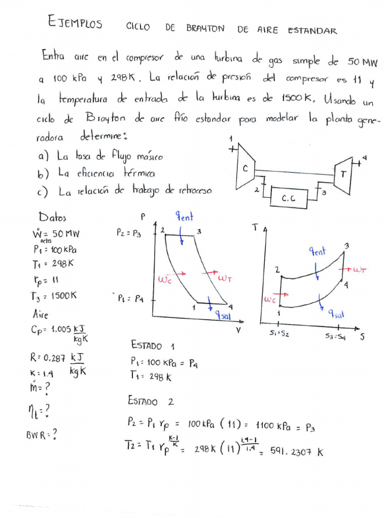 Ejemplos Ciclo Brayton | PDF
