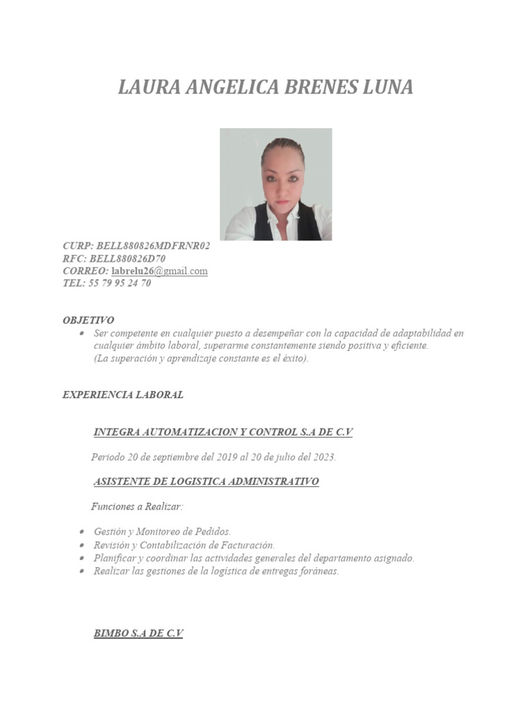 Curriculum Laura Angelica Brenes Luna 1 | PDF