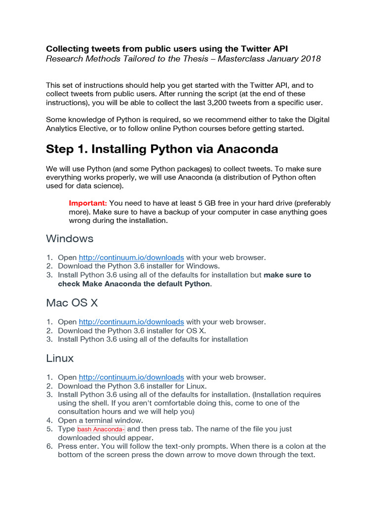 Collecting Tweets Pdf Installation Computer Programs Python 3719