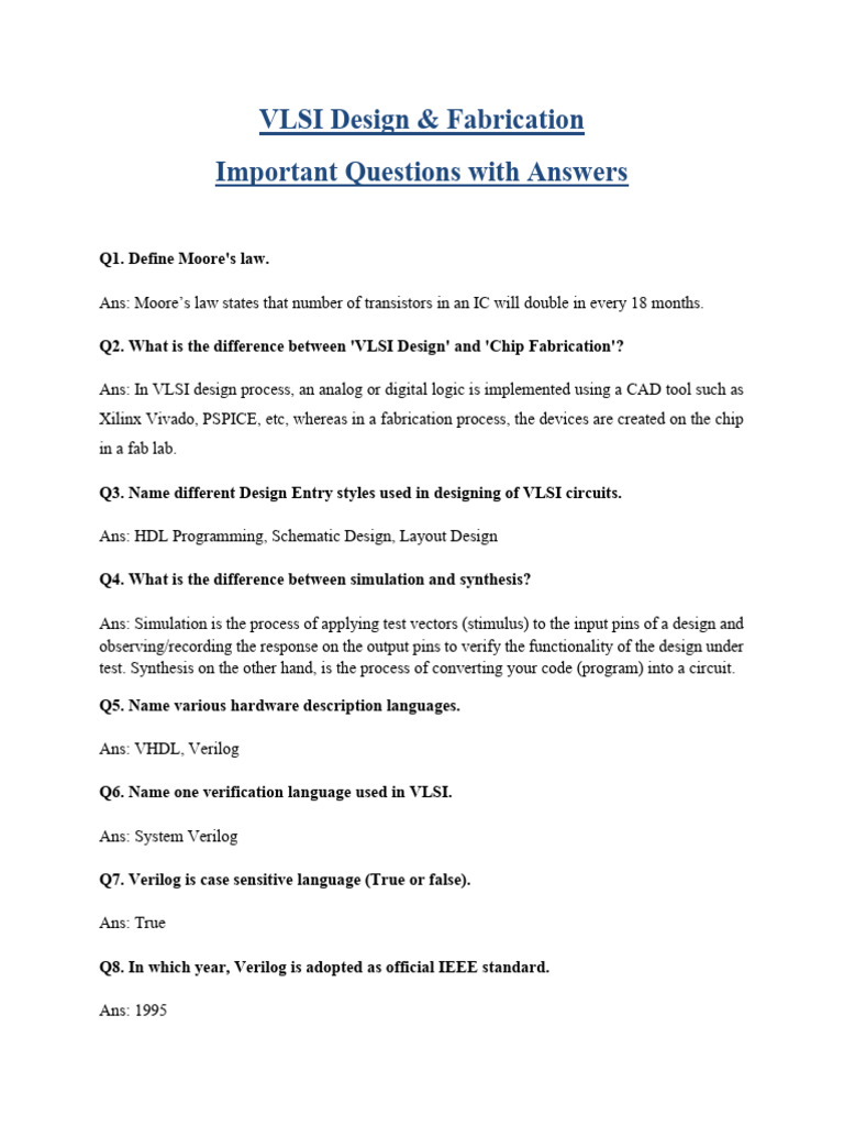 VLSI Design and Fabrication | PDF | Hardware Description Language | Field Programmable Gate Array