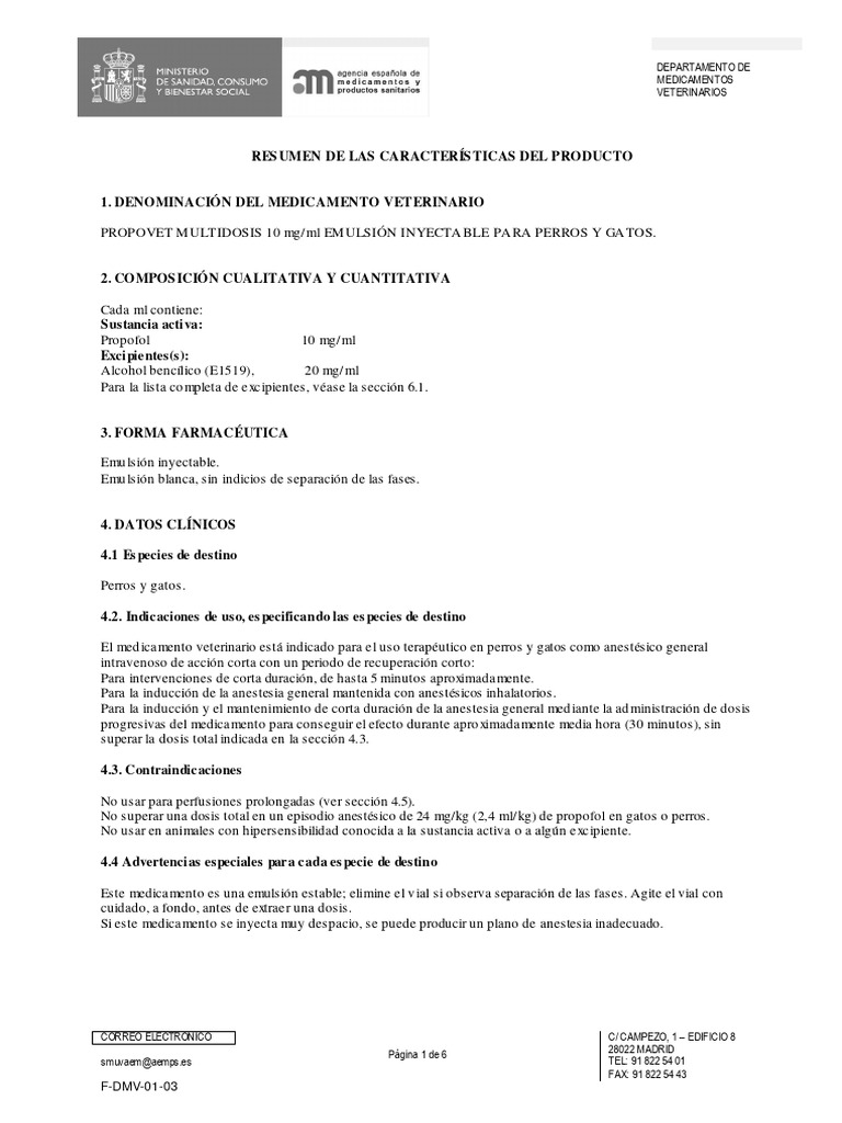 PropoVet: Anestesia para Perros y Gatos | PDF | Medicamentos con receta ...