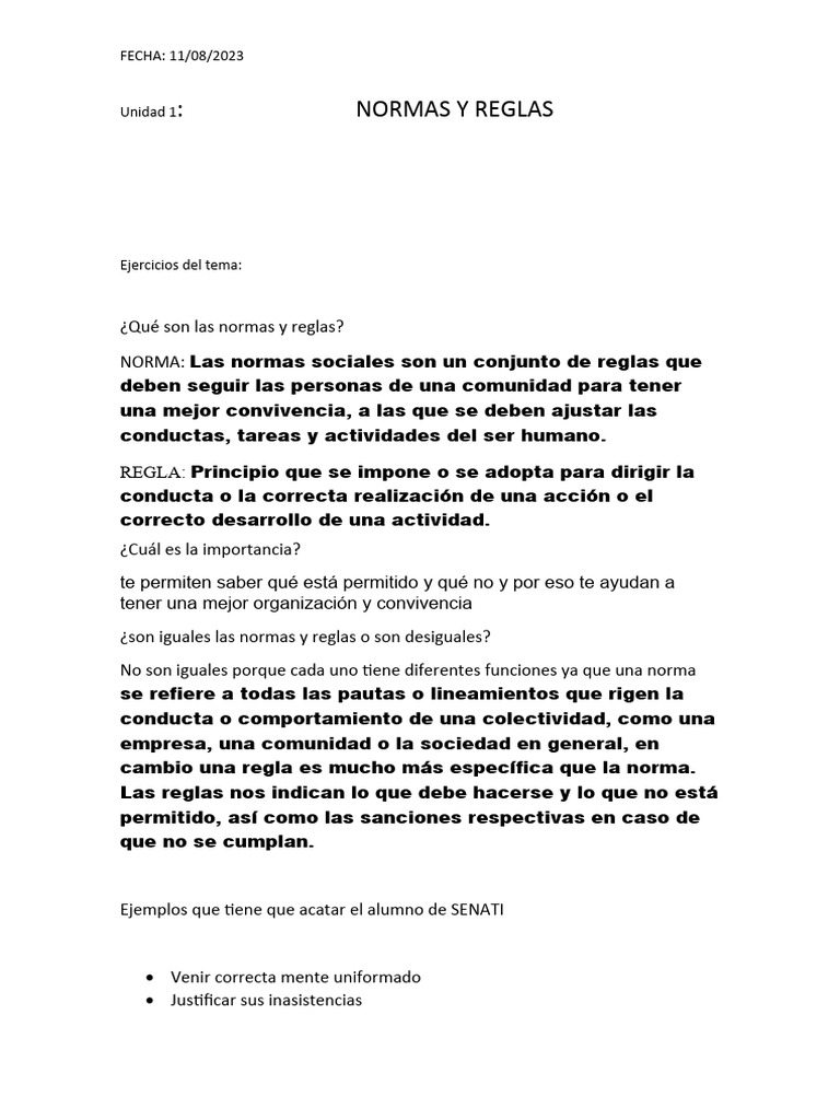 Normas y Reglas | PDF