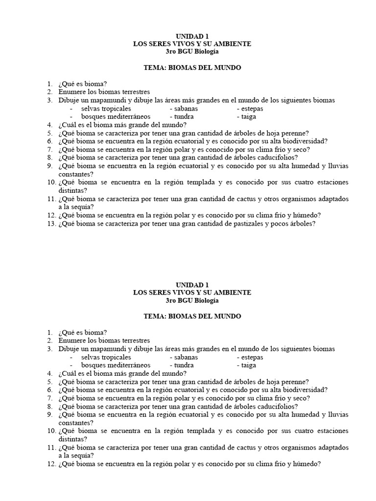 3ro Biomas Del Mundo | PDF | Selva | Arboles