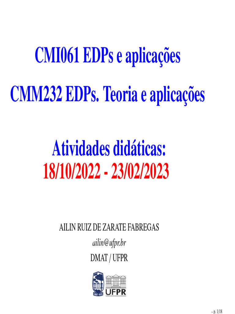 Aula01 EDPs Ailin-Sem2-2022 | PDF