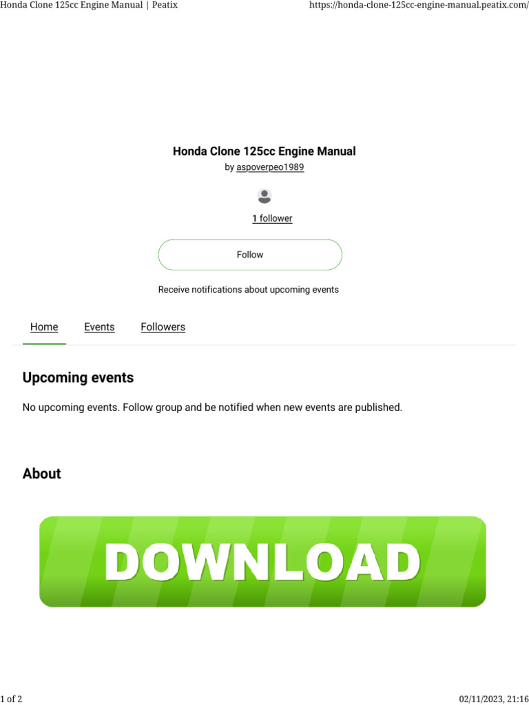 Honda Clone 125cc Engine Manual - Peatix | PDF | Home & Garden