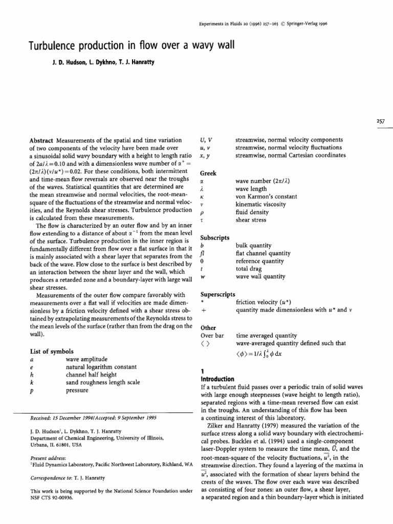 Turbulence Production in Flow Over A Wavy Wall | PDF | Boundary Layer | Turbulence