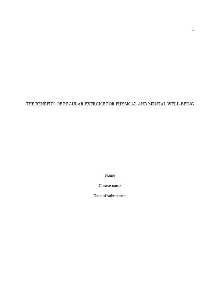 Chicago Format | PDF | Mental Health | Physical Fitness
