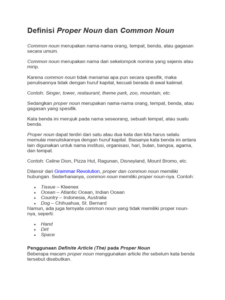 Proper and Common Noun | PDF