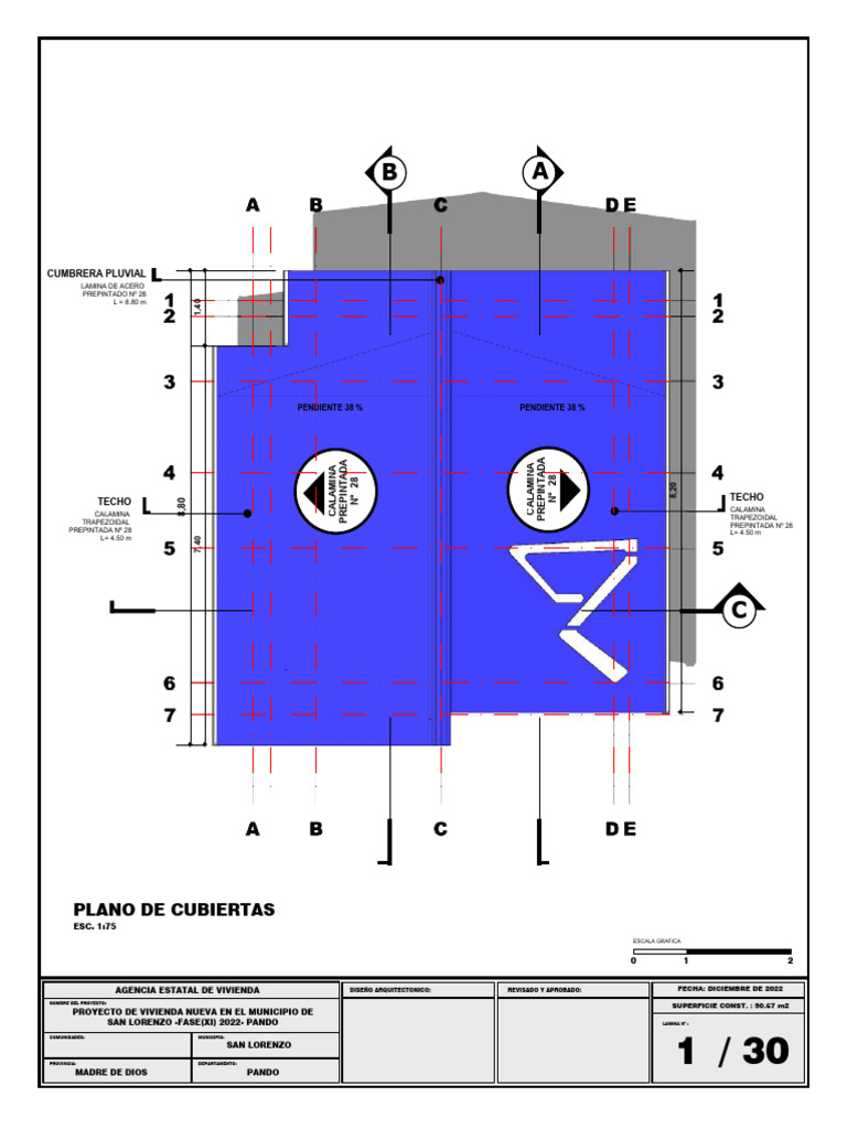 Plano de Cubiertas: Cumbrera Pluvial | PDF