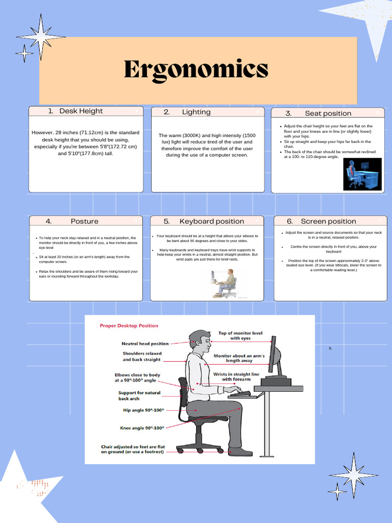 Correct Way To Sit at The Computer | PDF | Chair