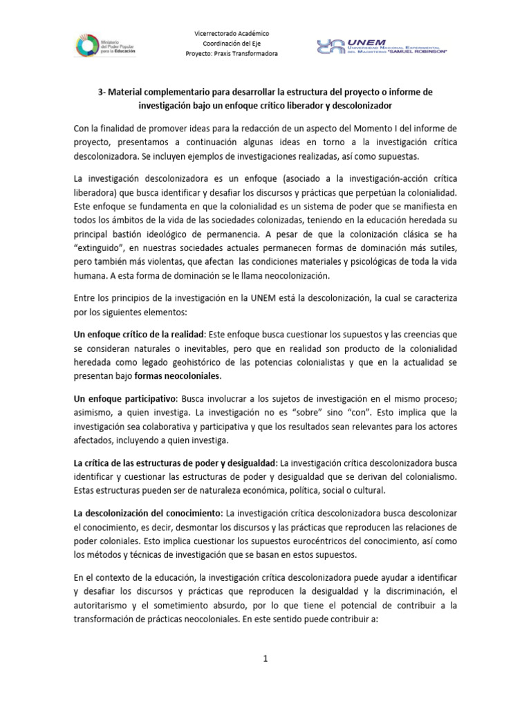 3-Material Complementario Estructura Del Informe | PDF | Enseñando | Inclusión (Educación)