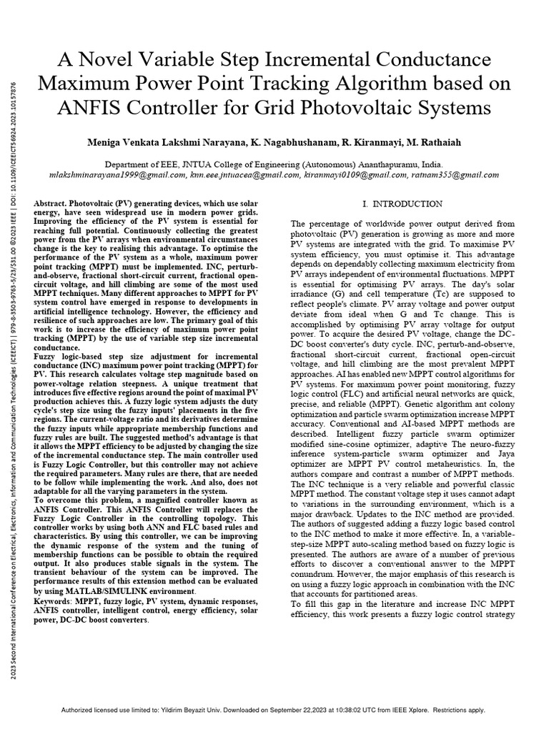 A Novel Variable Step Incremental Conductance Maximum Power Point Tracking Algorithm Based On ...