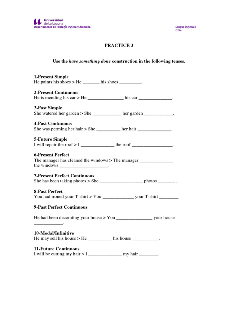 Causative Construction (Practice 3) | PDF