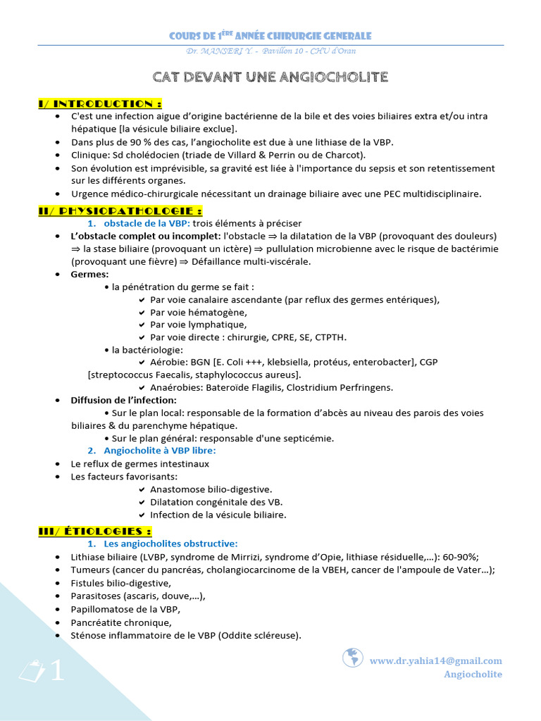 Angiocholite | PDF