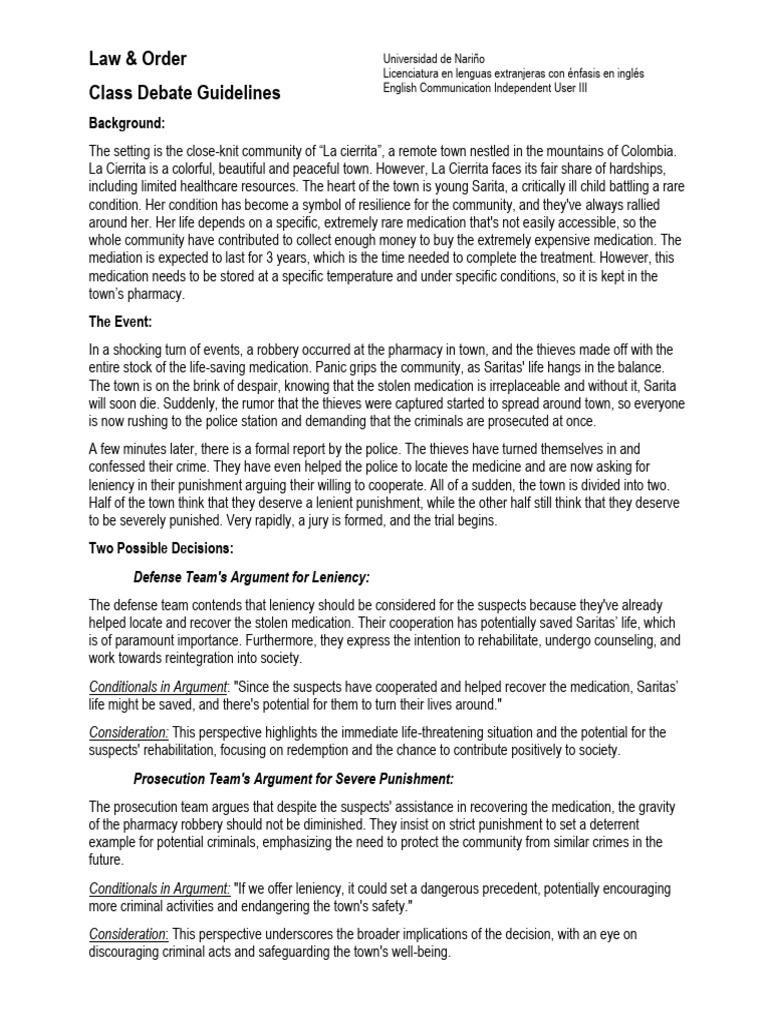 Class Debate Guidelines - English Com. Indept III | PDF | Punishments ...