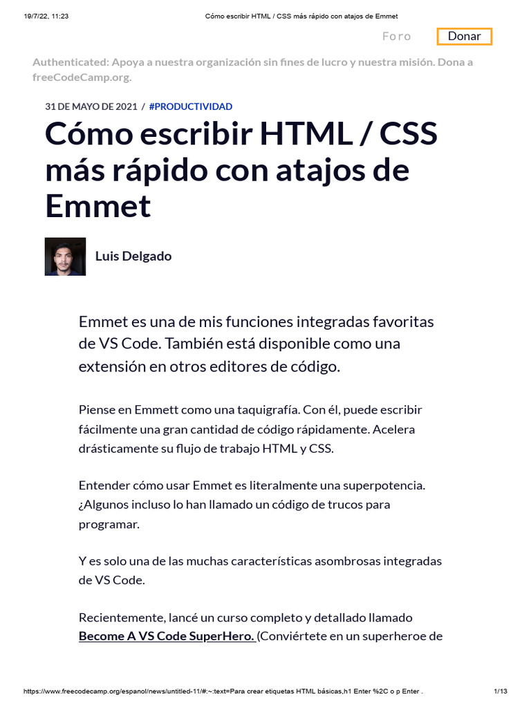 Cómo Escribir HTML - CSS Más Rápido Con Atajos de Emmet | PDF | HTML | Python (lenguaje de ...