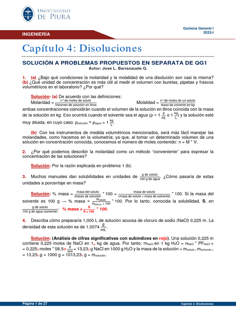 4 - Cap 4 - PP QG1 - 2022-I | PDF | Concentración | Cantidad