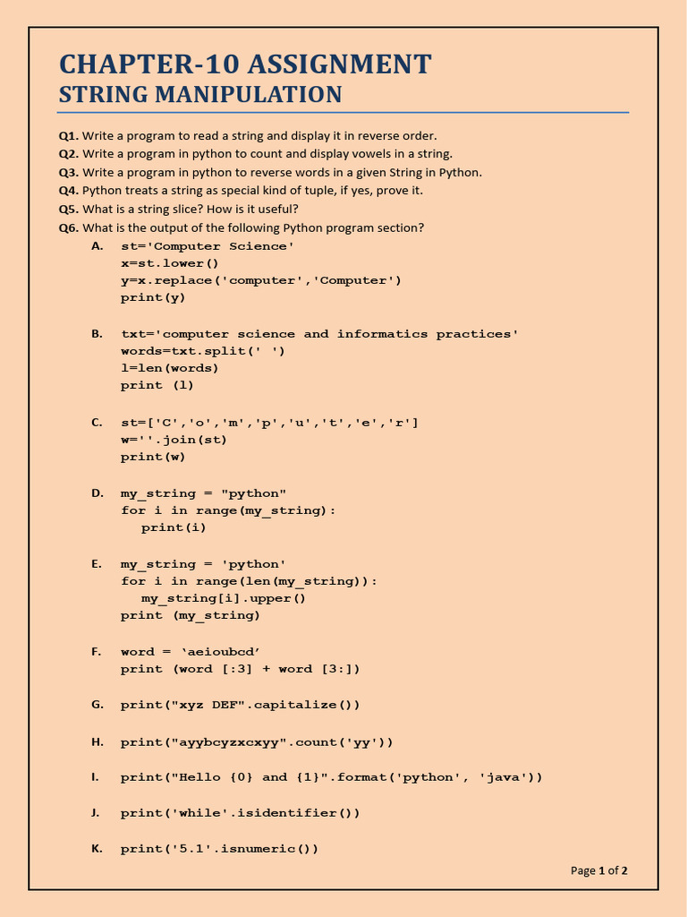 Chapter-10 Assignment | PDF | String (Computer Science) | Letter Case