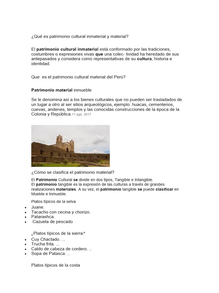 Tarea Del Patrimonio Cultural Del Peru | PDF