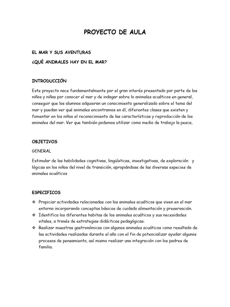 Proyecto de Aula Paulina | PDF | Salón de clases | Aprendizaje