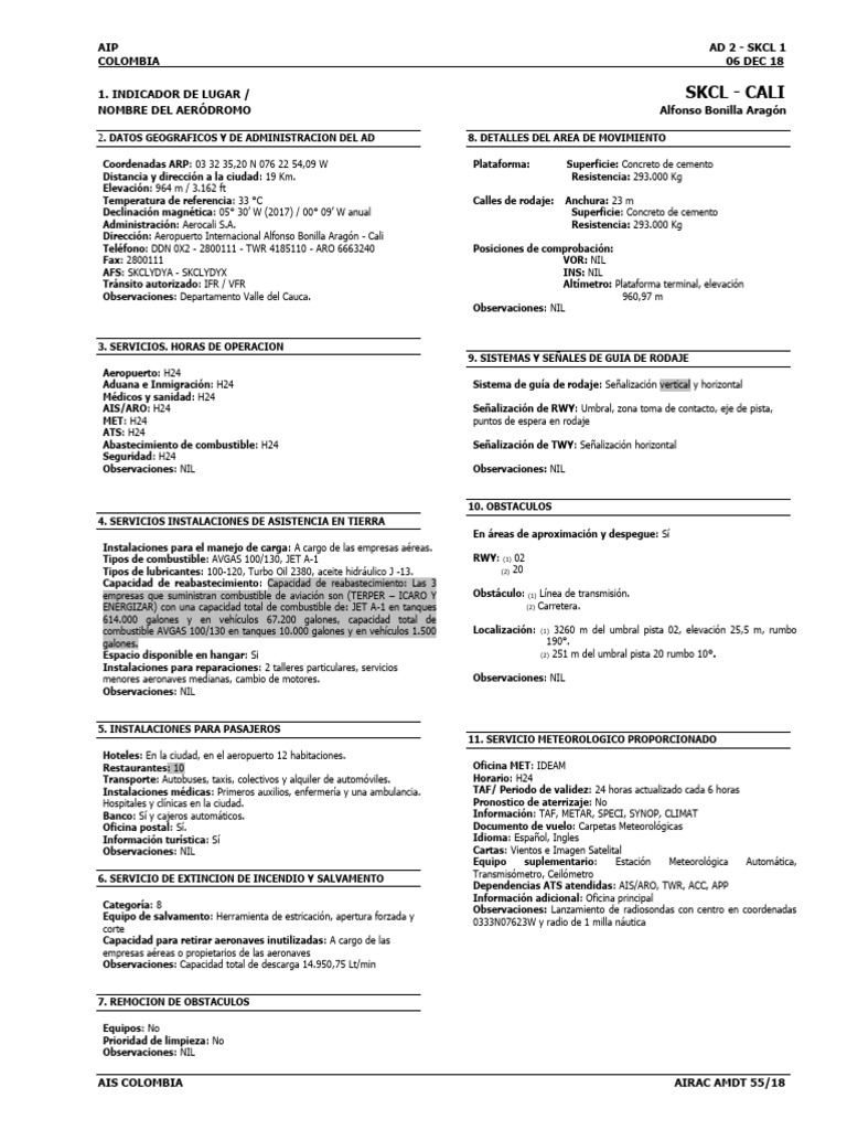 Aip SKCL Dic 2018 | PDF | Aeropuerto | Control de tráfico aéreo