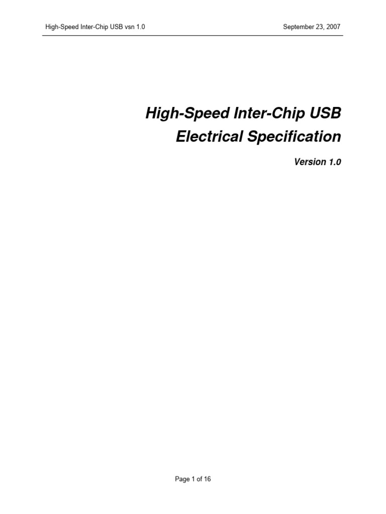 High Speed Inter-Chip - 1 - 0 Final | PDF | Usb | Electronic Engineering