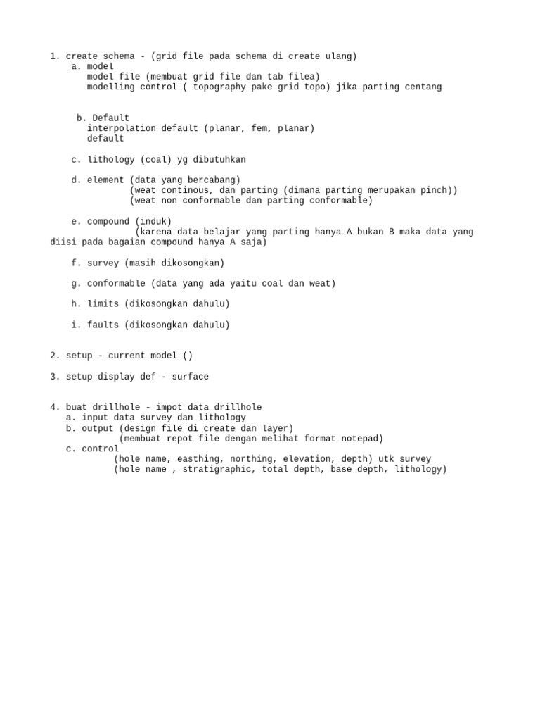 Minescape Tahap 2 (Schema Dan Drillhole) | PDF | Metode & Bahan Ajar