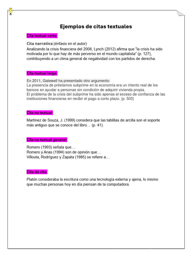 Citas Textuales Ejemplo Act1 - P2 (Busq y Ana de La Info) | PDF