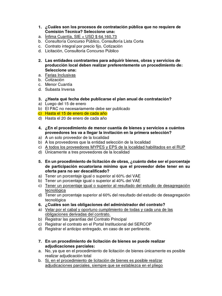 Preguntas Sercop | PDF