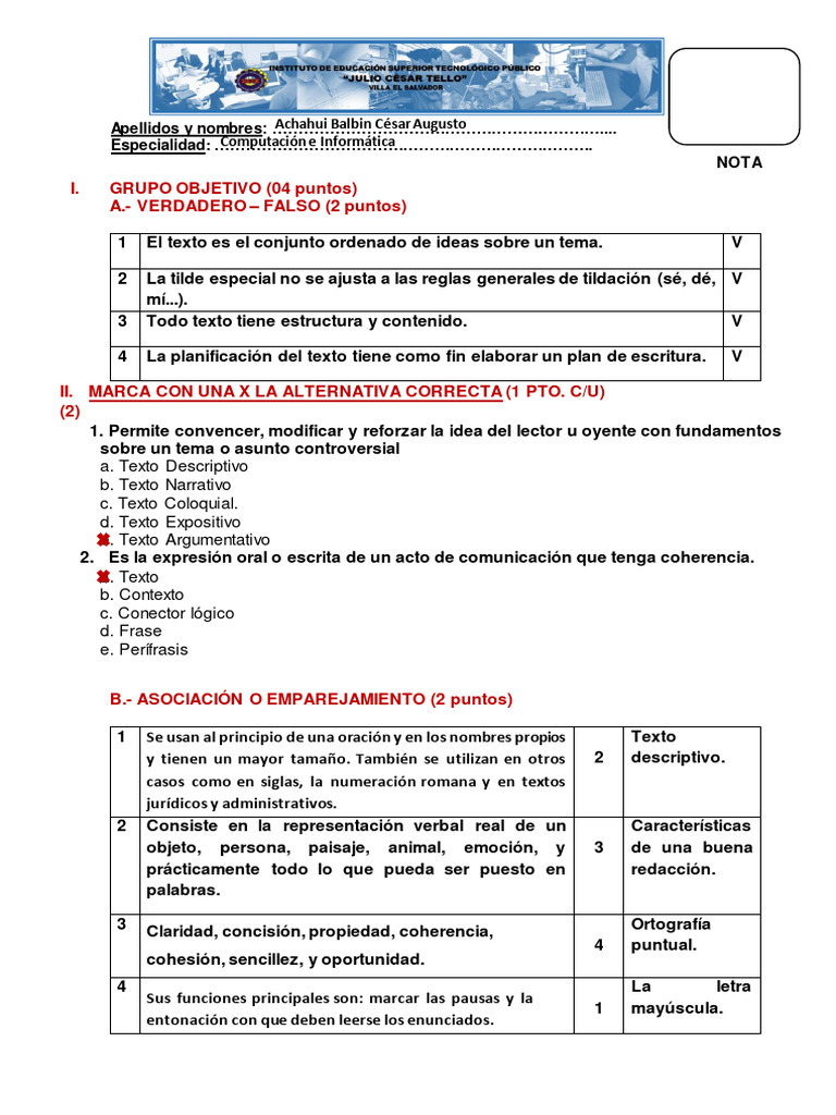 Examen de Comunicación II | PDF | Desarrollo personal | Sociedad