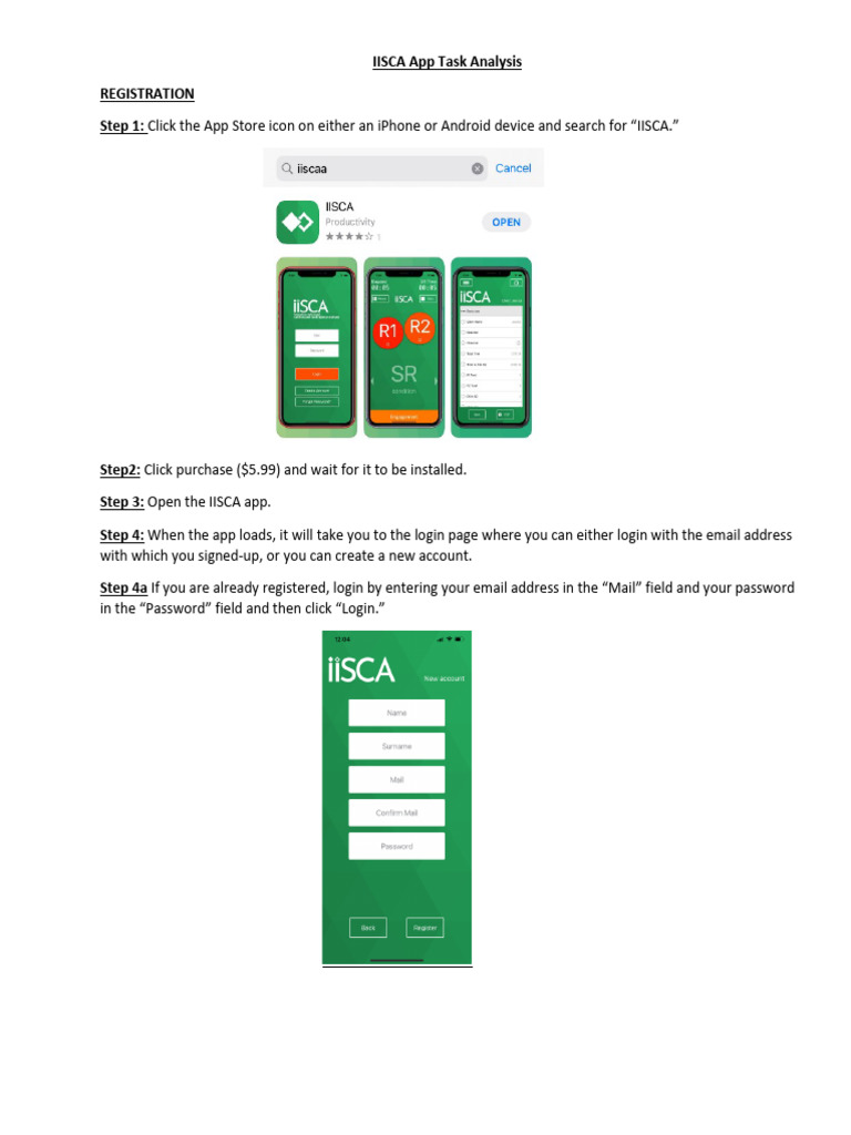 Iisca App Task Analysis R Pdf Mobile App Password