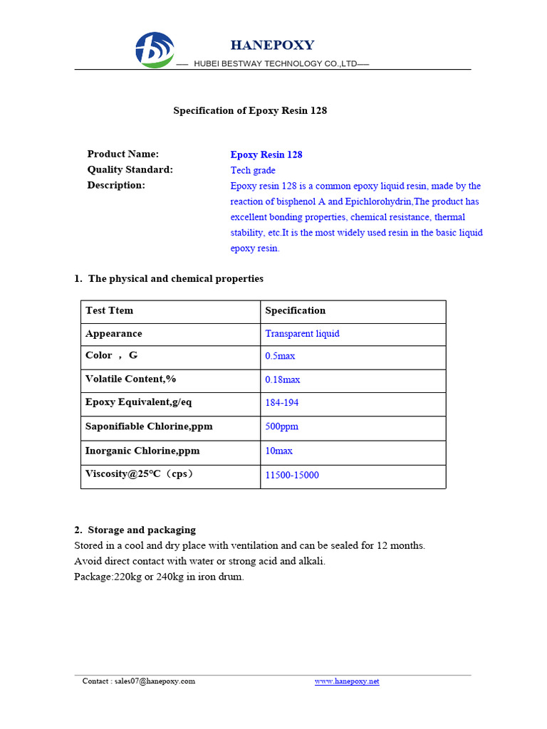 2.epoxy Resin 128 TDS-Bestway | PDF