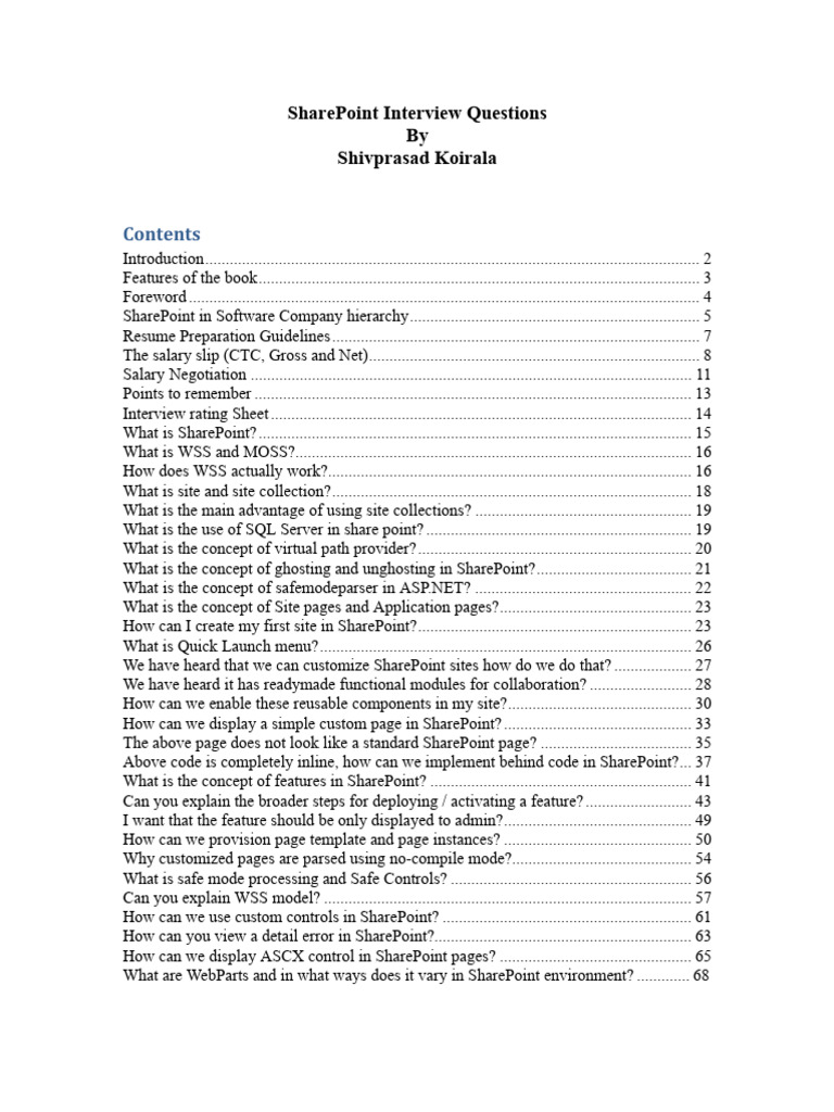 Sharepoint Interview Questions by Shivprasad Koirala | PDF | Share ...
