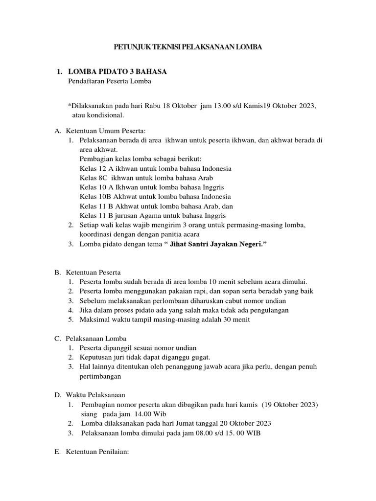 Petunjuk Teknis Pelaksanaan Lomba HSN | PDF