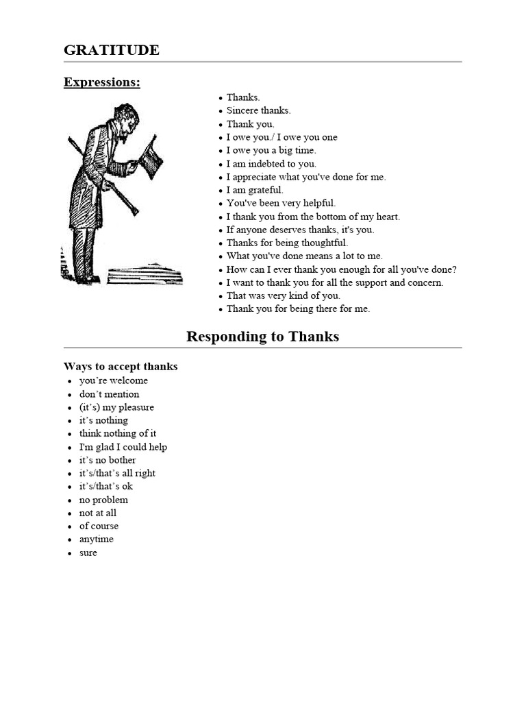 Gratitude Expressions and Responses Guide | PDF | Career & Growth ...