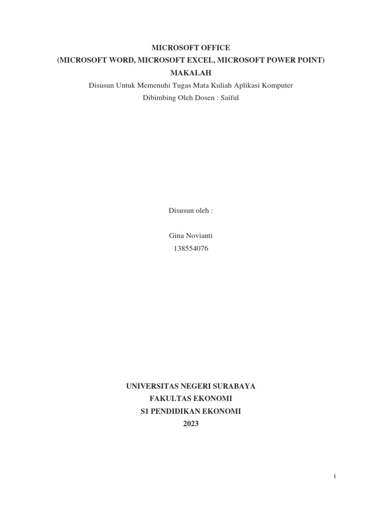 Contoh Makalah Microsoft Office | PDF