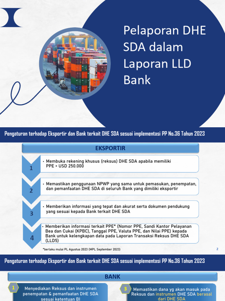 Materi Sosialisasi Pelaporan DHE SDA dalam Laporan LLD Bank dan SIMODIS | PDF