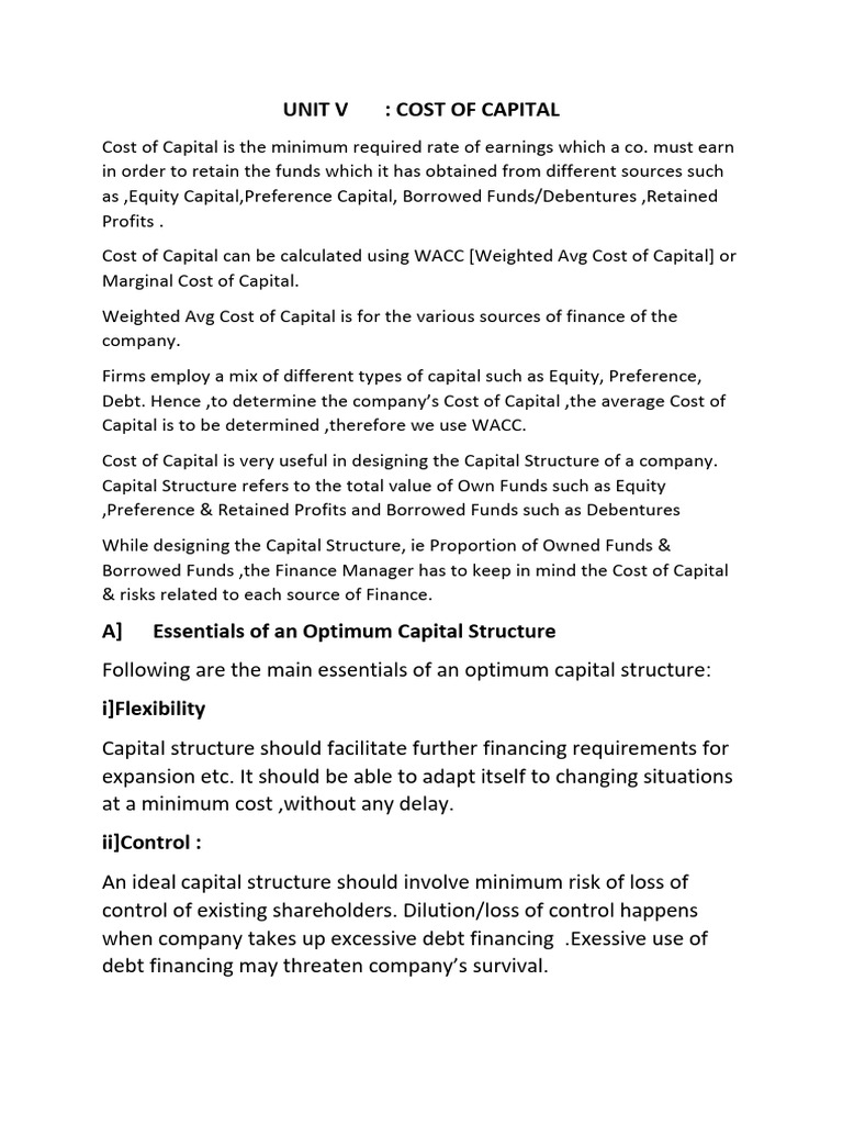 Understanding Cost of Capital Essentials | PDF | Cost Of Capital ...