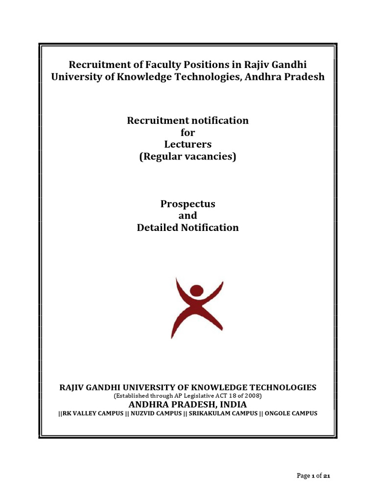 RGUKT Lecturer Recruitment 2023 Notification | PDF | Postgraduate ...