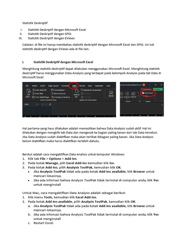 03 Statistik Deskriptif Dengan Microsoft Excel Dan SPSS | PDF | Karier & Perkembangan