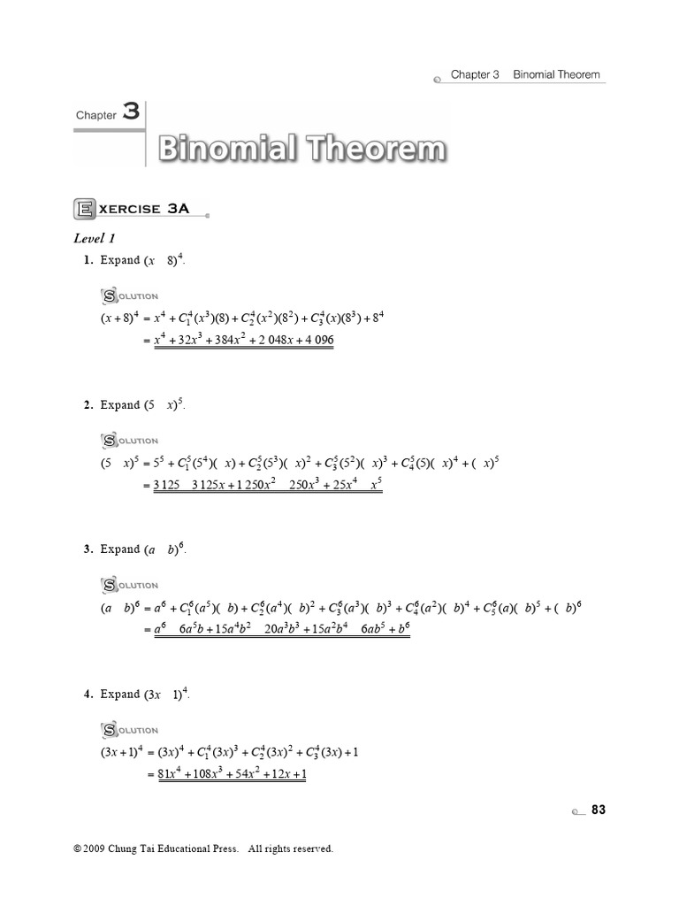 Ch3 Binomial Theorem | PDF | Mathematics | Mathematical Analysis