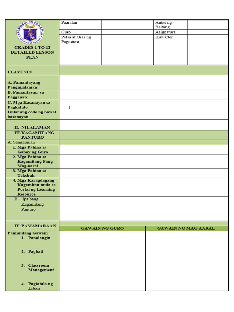 Filipino DLP Template 2 | PDF